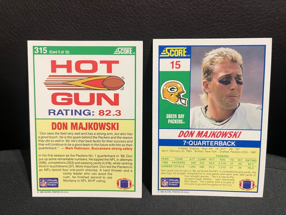 1990 Score Hot Gun Don Majkowski #315 & Base Card #15 Packers | eBay