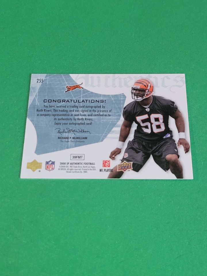 KEITH RIVERS - 2008 UPPER DECK SP AUTHENTIC ROOKIE AUTHENTICS AUTOGRAPH ...
