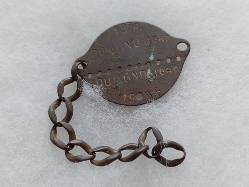 Un bracelet plaque militaire identité ww1 ww2 dater 1938 TULLE ...