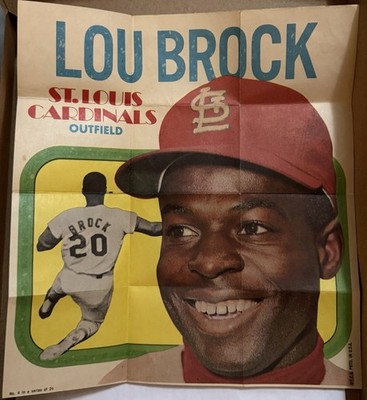 1970 Topps Baseball Poster Lou Brock St. Louis Cardinals HOF - Good ...