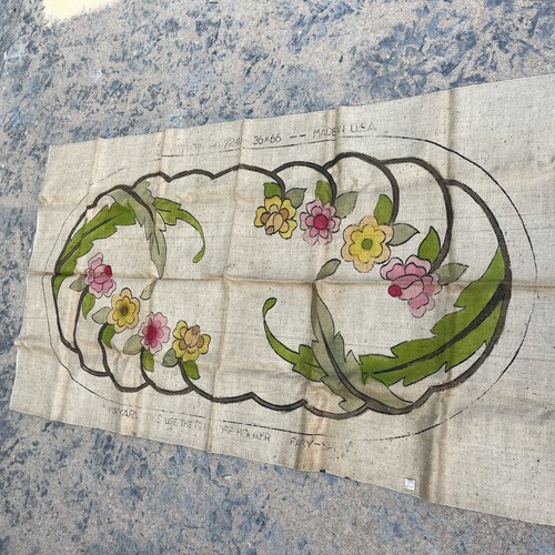 BLUENOSE HOOKER Hooked FLORAL RUG PATTERN #7245 Rug BURLAP 36 X 66 ...