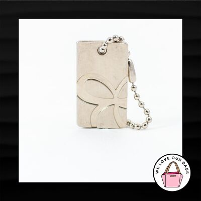 LINA RECTANGLE EMBOSSED DISC SILVER METAL KEY FOB BAG CHARM KEYCHAIN ...
