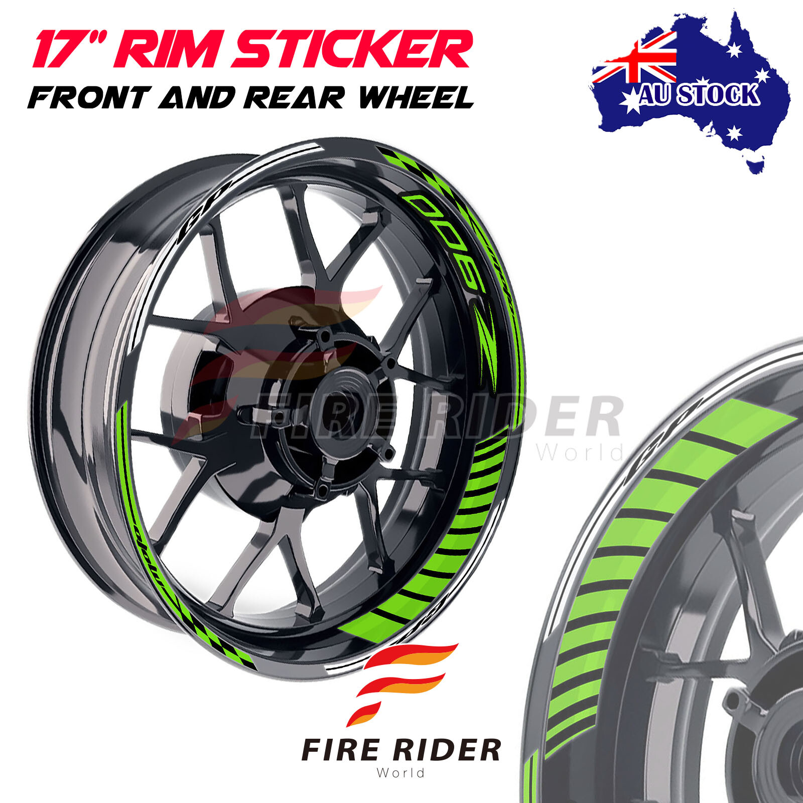 Green AA02 17 inch Wheel Rim Decal Stripes Sticker For Kawasaki Z900 ...