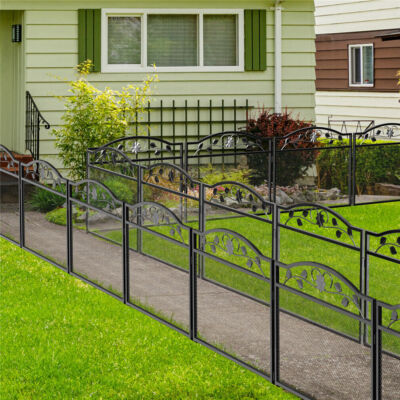 5 Panels Heavy Duty Metal Garden Fence Rustproof Fencing Border Animal ...