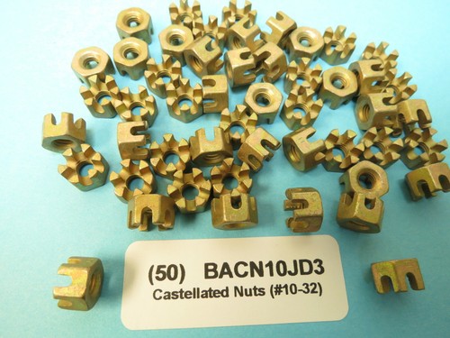 (50) 3/16” #10-32 Boeing Aircraft BACN10JD3 Castellated Nuts Aerospace ...