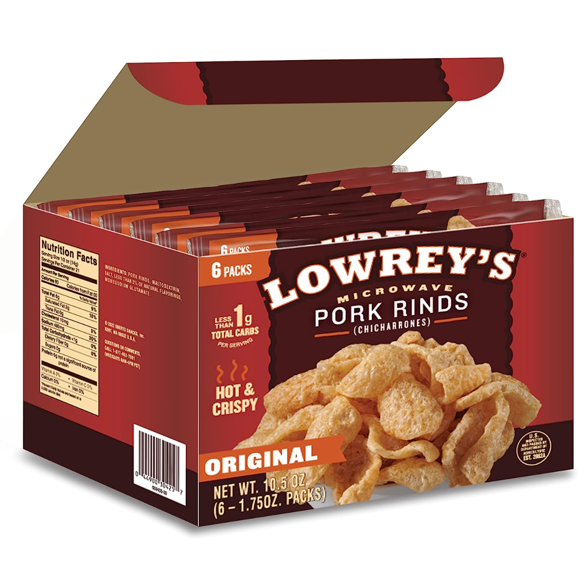 Lowrey's Bacon Curls Microwave Pork Rinds (Chicharrones), Original, 1. ...