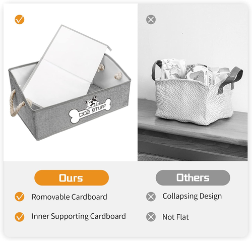 Dog Toy Box, Large Dog Toys Storage with Handle, Fabric Trapezoid Dog ...