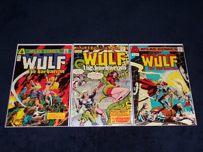 WULF THE BARBARIAN 1 2 3 ATLAS COMICS 1975 LOT LARRY HAMA NEAL ADAMS ...