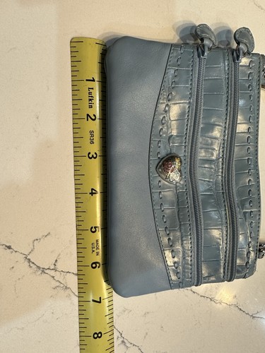 ADORABLE BRIGHTON SMALL Triple Zipper Lt Blue Leather Handbag Crossbody ...