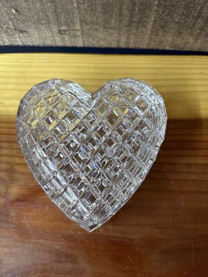 HEART SHAPED CRYSTAL GLASS TRINKET Jewelry BOX 6” | eBay
