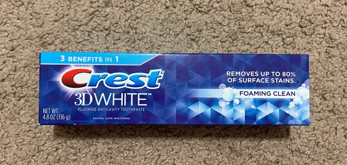 Discontinued Crest 3D White Foaming Clean Toothpaste 4.8oz, Exp 10/20 ...