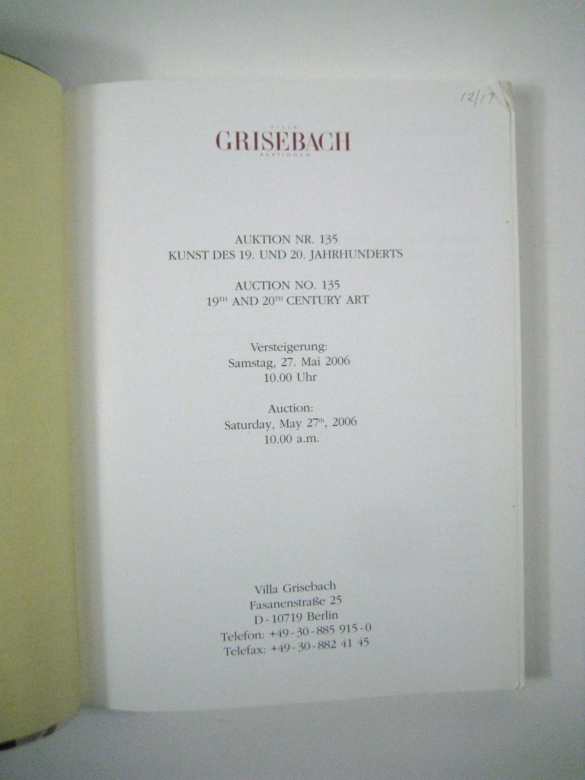 Grisebach Auktionen Catalog 2006 19th and 20th Century Art German Language | eBay