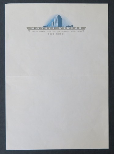 Invoice HOTELL VIKING OSLO NORGE Norway old bill Invoice 19 | eBay