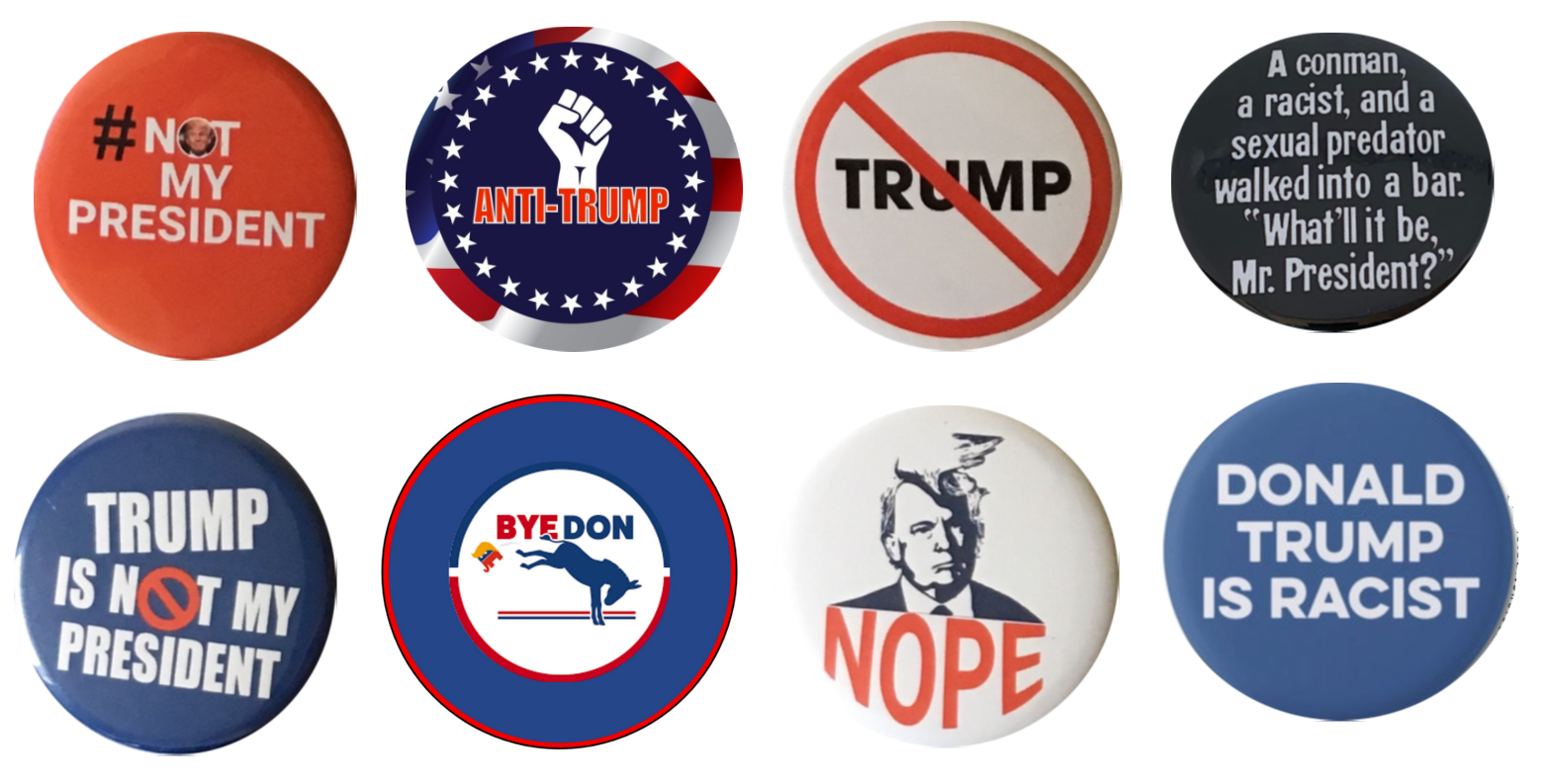 Anti Trump Buttons - Set of 8 that measure 2.25" - NO TRUMP in 2024 | eBay