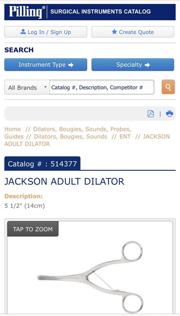 Pilling 51-4377 Jackson Adult Dilator Tracheal Approx 6mm Tip 14cm ...