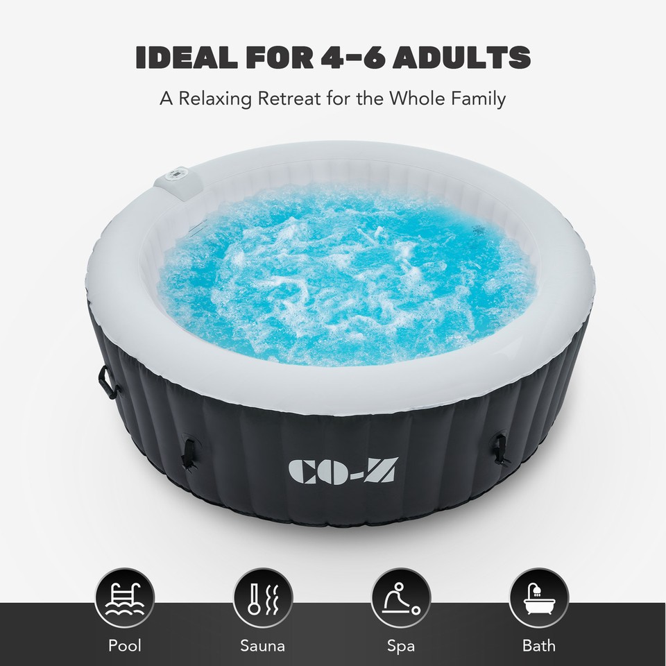 Portable Inflatable Spa Tub 6 Person Outdoor Above Ground Pool 7 Foot ...