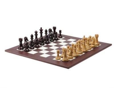Deluxe Brown & Burgundy Leatherette Chess Set King 4.3" | eBay