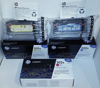 GENUINE HP LaserJet 3600 Toner Set 502A Cyan Q6471A Magenta Q6473A ...