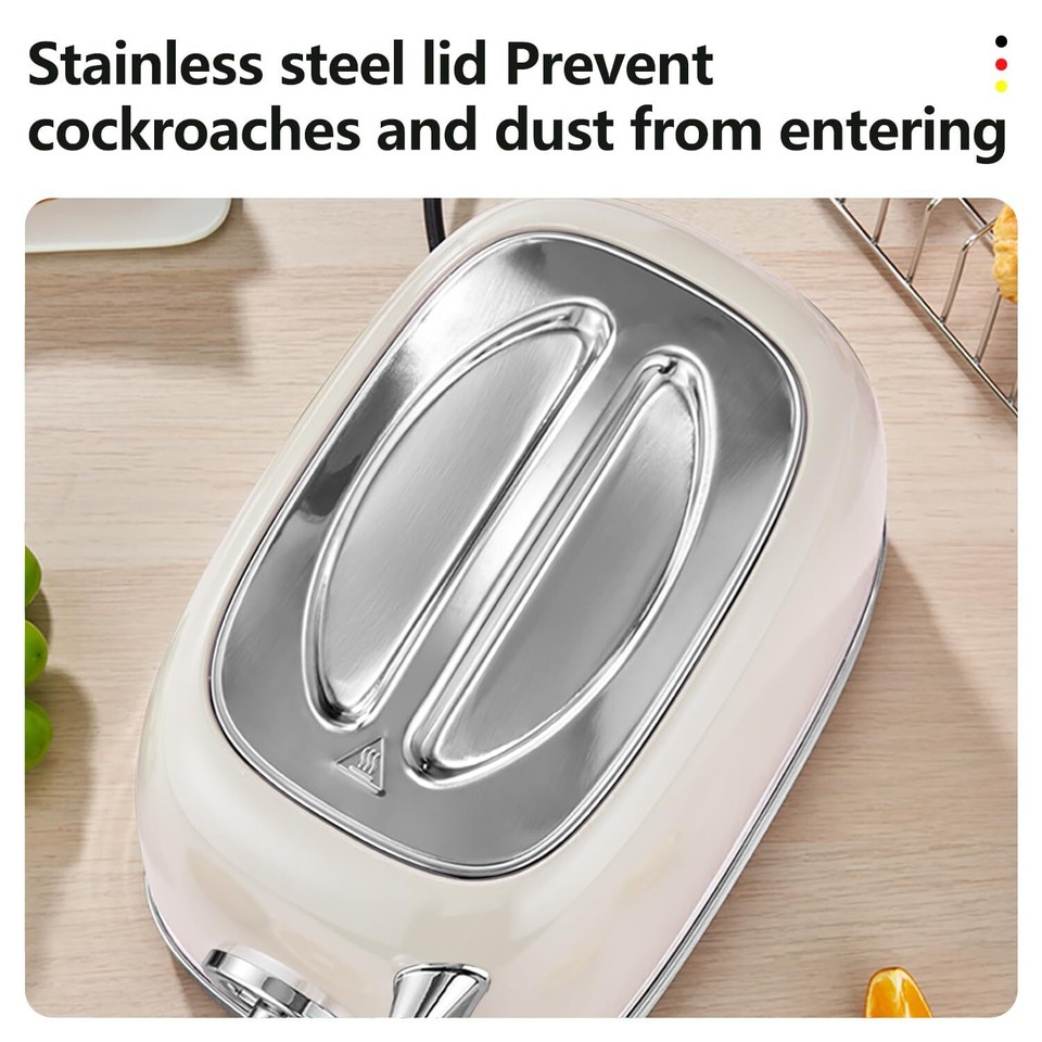 Toaster Retro 2 Slice Vintage Toaster White Toaster With Stainless ...