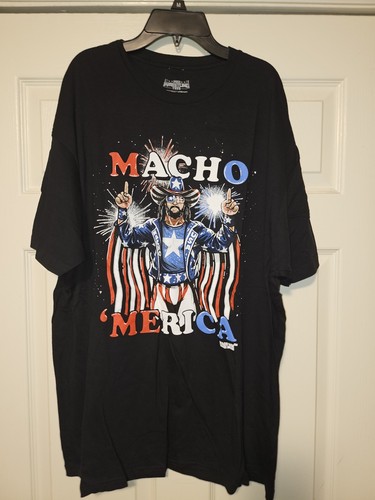 MACHO MERICA T SHIRT MACHO MAN RANDY SAVAGE WRESTLING TEE USA WWF WCW ...