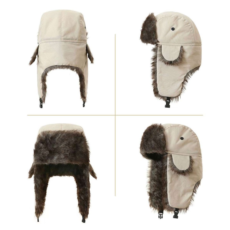 Women Men Winter Hat Russian Ushanka Aviator Hats Snow Eskimo Hat with ...