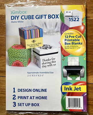 Zumibox DIY Cube Gift Box Template #1522 12 Pre-Cut Printable Box ...