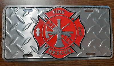 FIREMAN LICENSE PLATE - FIREFIGHTER CAR TAG - FIRE AND RESCUE - MADE IN ...
