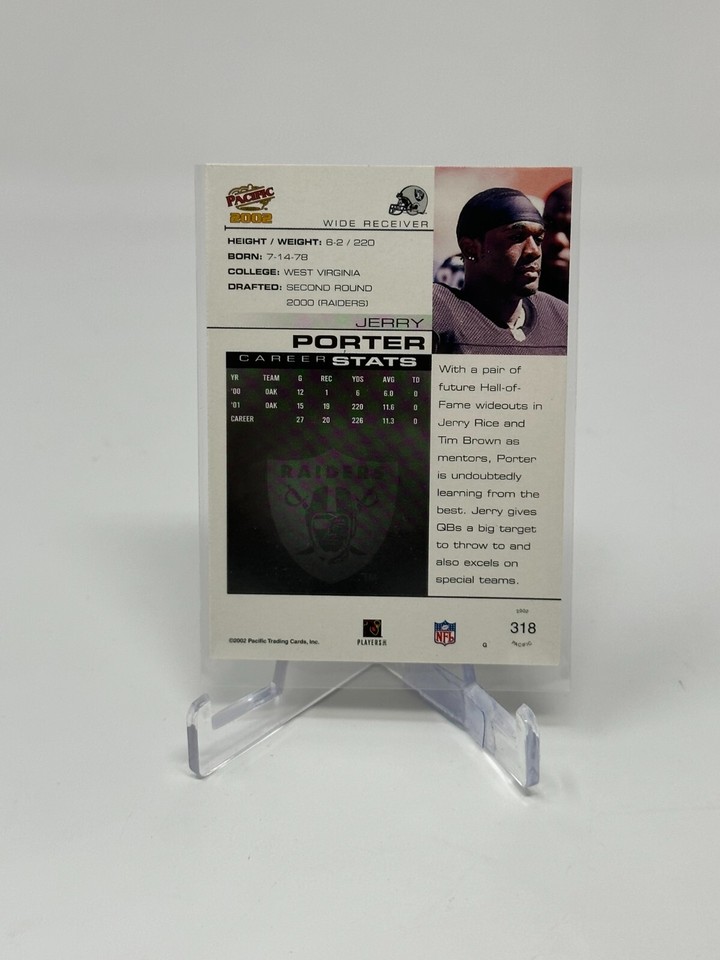 2002 Pacific Trading Football Jerry Porter Card #318 #19/36 | eBay