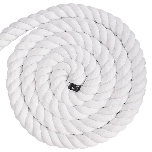 White Cotton Rope 1 inch x 50 feet Natural Thick Strong Rope for Crafts ...