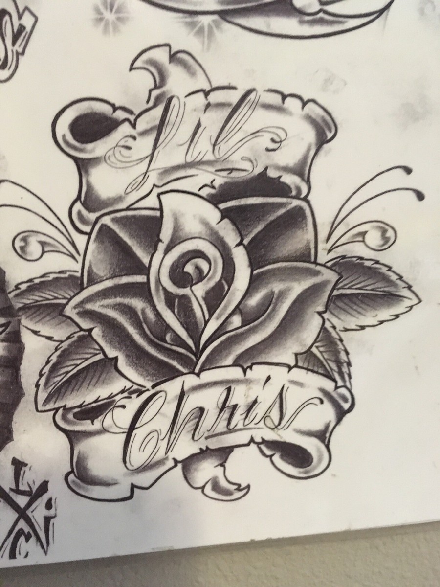 Gangster Heart Tattoos Herz Mit Schleife Im Tattoo Style. Abbildung In