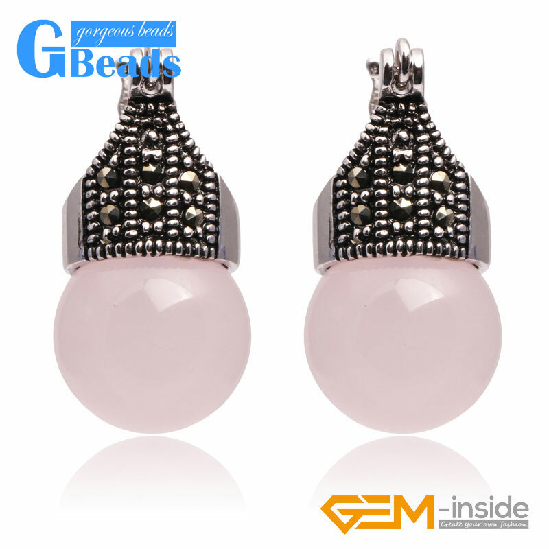 G-Beads Fashion 12mm Round Ball Beads Marcasite Silver Dangle Stud Hoop ...