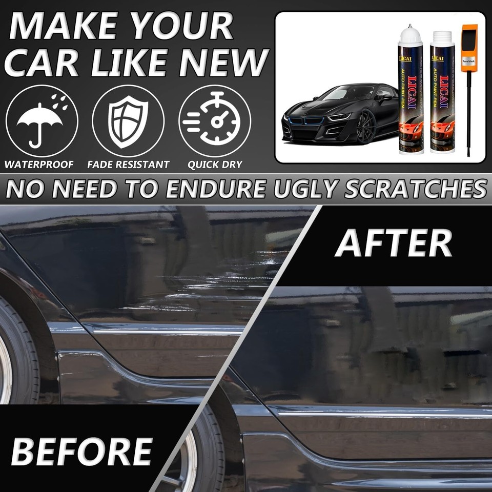 Gloss Black Touch Up Paint Repair Kit Universal for Car Chips Nicks DIY ...
