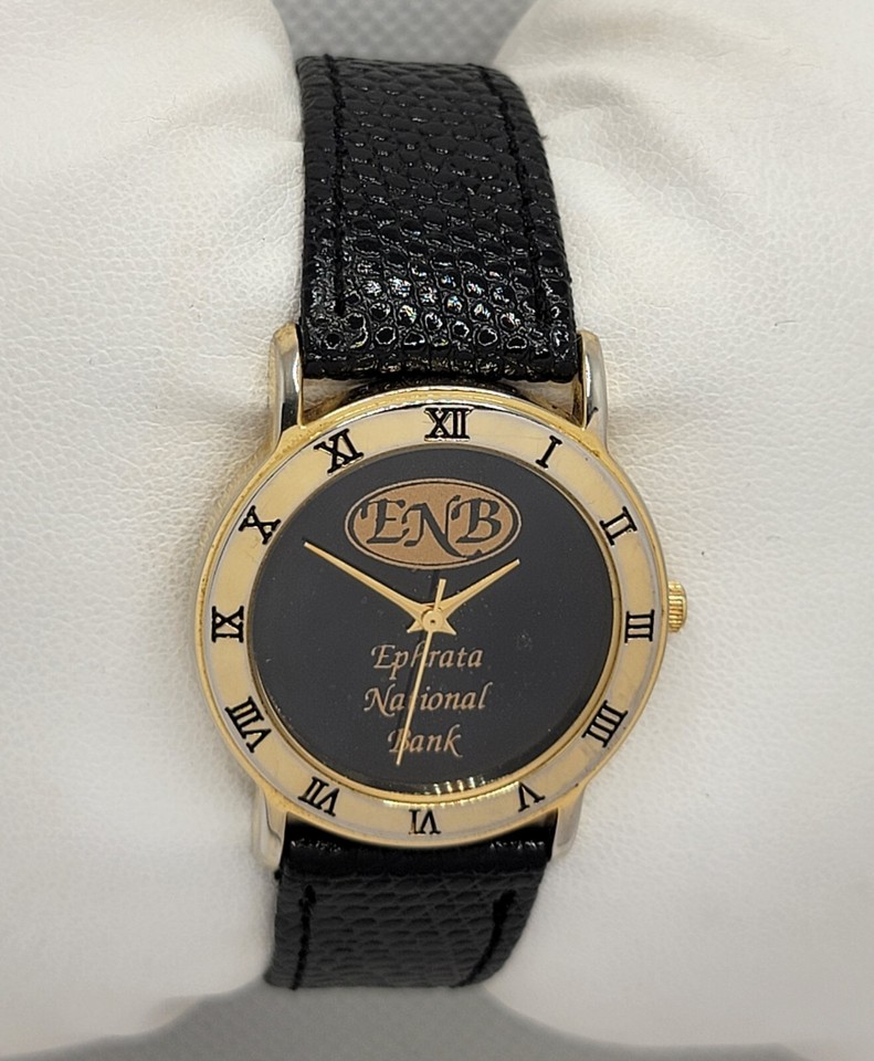 Mens Time Cal ENB Ephrata National Bank Advertising Dress Gold Tone ...