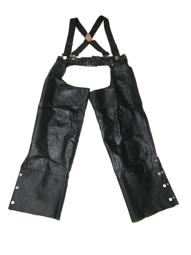 Diamond Plate Buffalo Leather Chaps W/Suspenders Men's Large Black ...