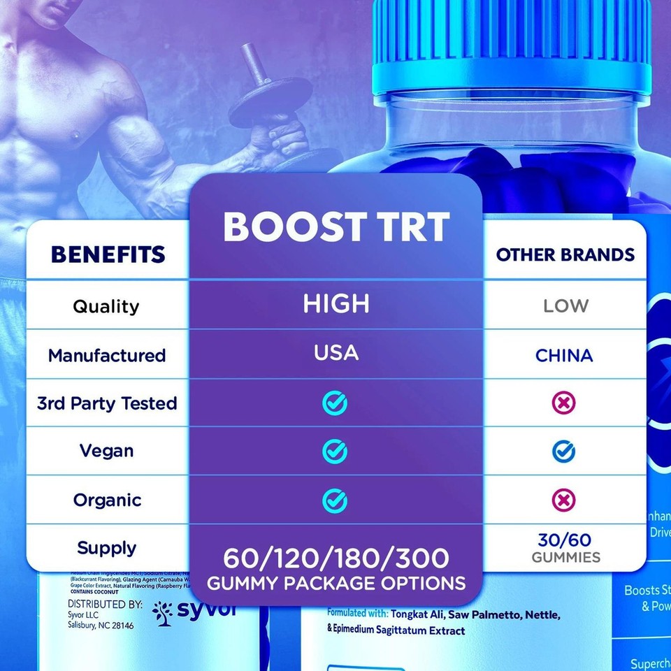 Boost TRT Male Gummies Advanced Vitamin Formula Supplement 60 Gummies ...