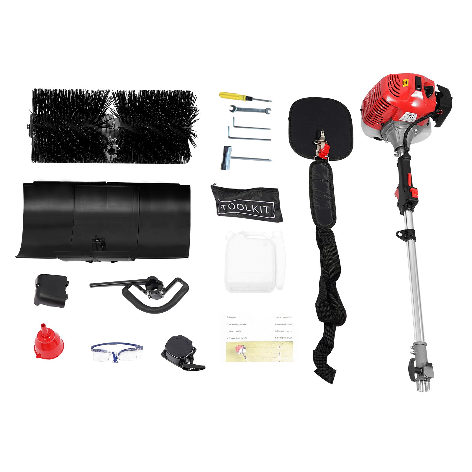 Heavy Duty 2.3HP Power Sweeper 52cc Handheld Gas Powered Broom Snow ...