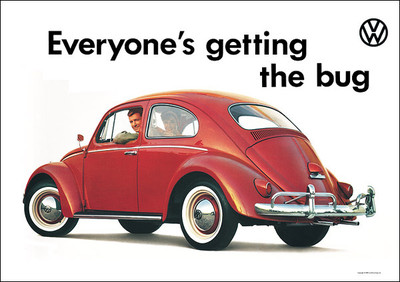 VW Beetle Red Classic Showroom Advertising Car Picture Poster Print A1 ...