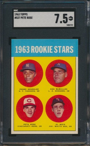 1963 Topps Pete Rose #537 RC Reds Rookie SGC 7.5 CENTERED Crazy High ...