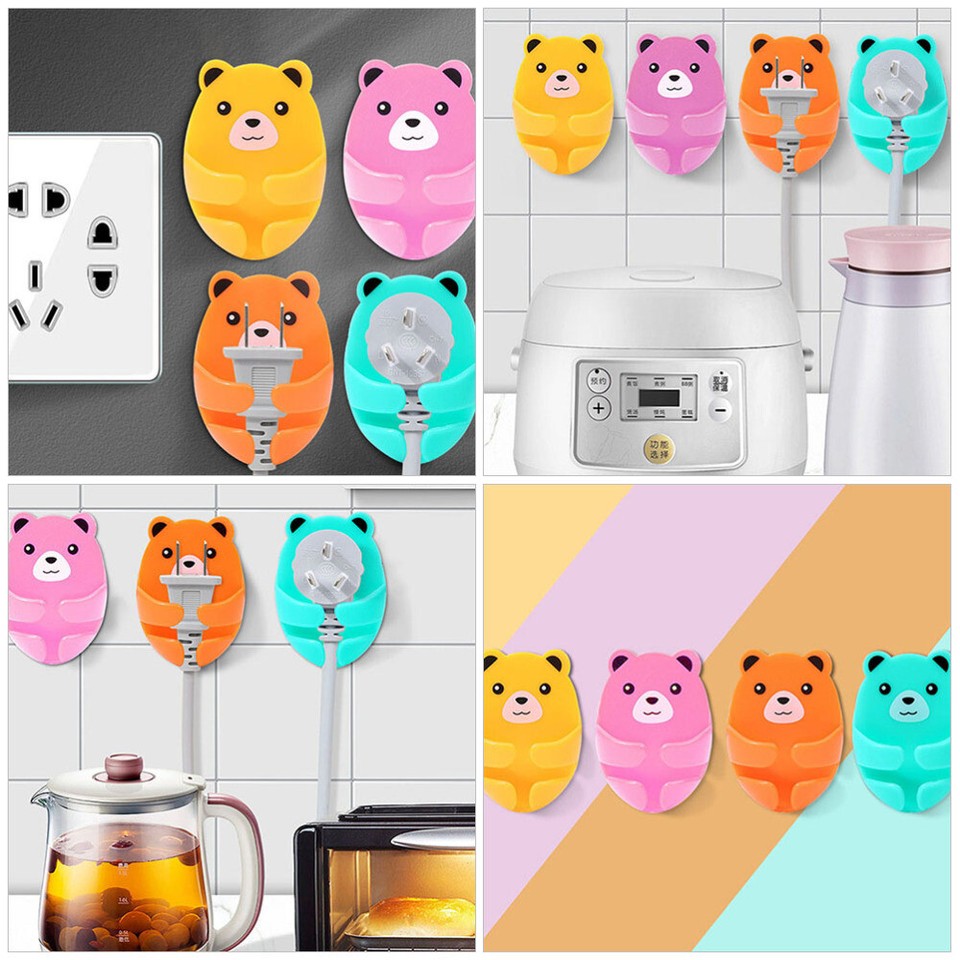 4pc Adhesive Plug Socket Hooks Electrical Plug Hanger Plastic Power ...