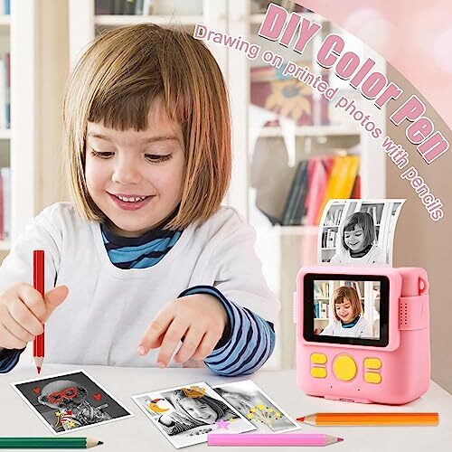 5 Rolls Kids Camera Print Paper Refill for Kids Instant Camera Print ...