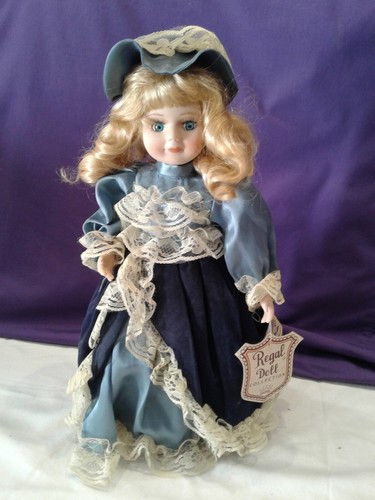 16" Regal Doll Collection Porcelain Doll Blue Dress | eBay