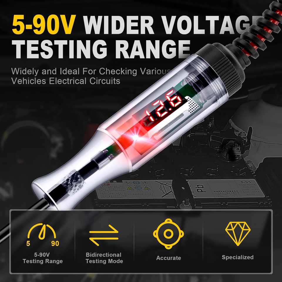 Automotive Circuit Tester 5-90V DC – Digital LED Test Light with ...