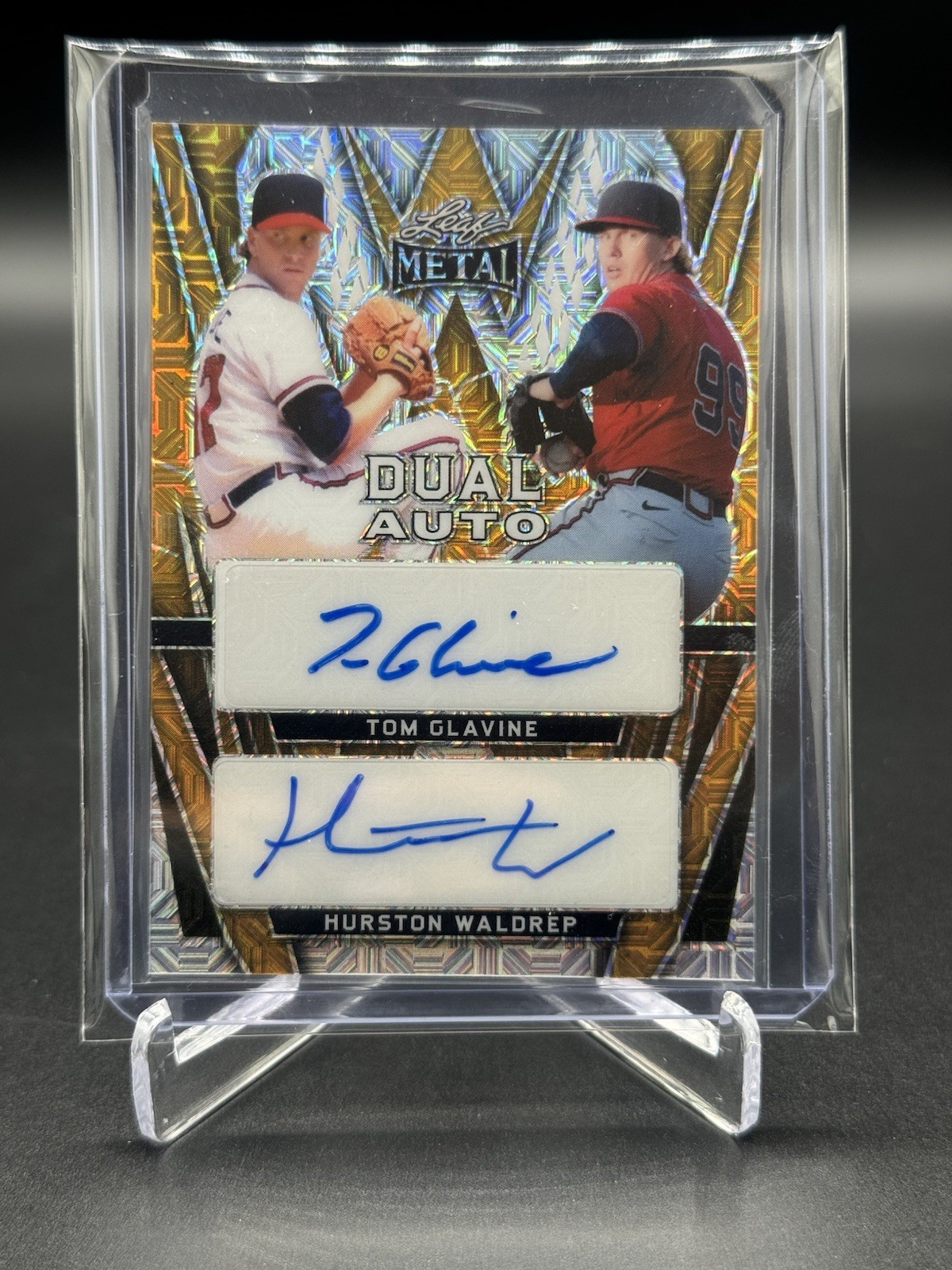 Tom Glavine Atlanta Braves 2024 Leaf Metal Dual Auto And Hurston Waldrep 1/1