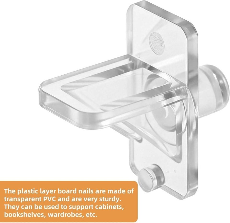 40pcs Cabinet Shelf Clips, Clear Plastic Shelf Support Pin Clips ...