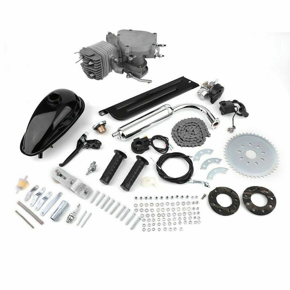 Bike Motor 2 Stroke 50cc Petrol Gas Motorized Bicycle Engine Kit Silver ...