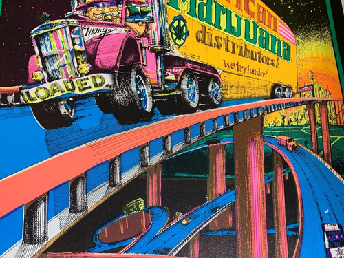 MIDNITE RIDER VINTAGE 1973 BLACKLIGHT HEADSHOP POSTER By BILL HOORMAN ...