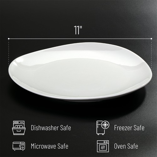 BTaT- White Porcelain Dinner Plates Triangular Set of 6 11 Inch White ...