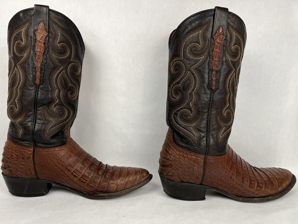 Mens Sedona West Red Brown Leather Alligator Skin Cowboy Boots Size 9 ...