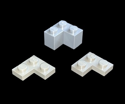 lot of 3 dark grey Lego special bricks, 2X2 -L shaped -combined ...