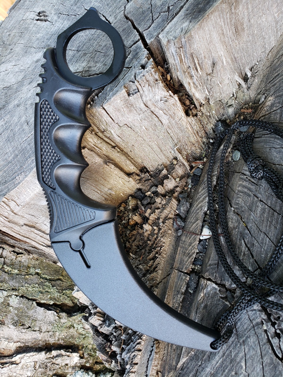 Karambit Neck Knife Hawkbill Fixed Blade Concealed Carry All Black CSGO ...